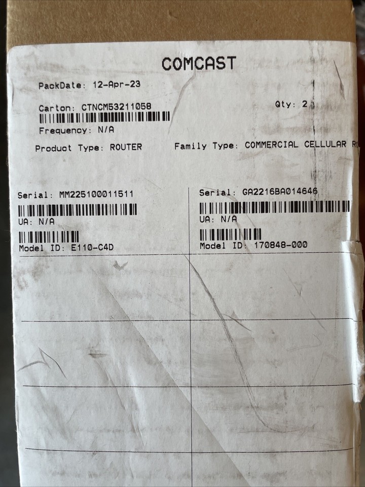 Cradlepoint E100 Series E110-C4D Router + Battery Comcast Business CP2 ...