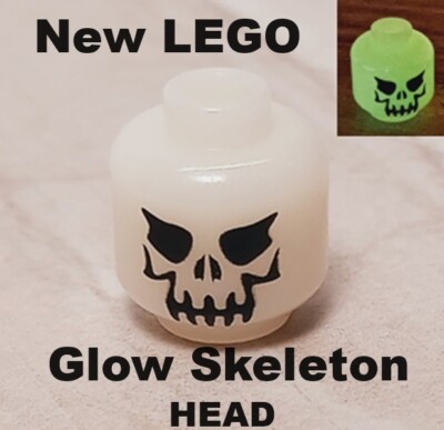 New LEGO Skeleton Head Creepy Face Glow in the Dark GLOWING Face Teeth ...