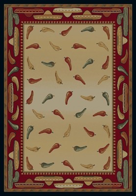 RED burgundy FIESTA modern CHILI peppers 8x11 AREA rug : Actual 7' 10 ...