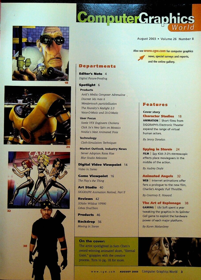 Computer Graphics World Magazine August 2003 Eternal Gaze Charlie's ...
