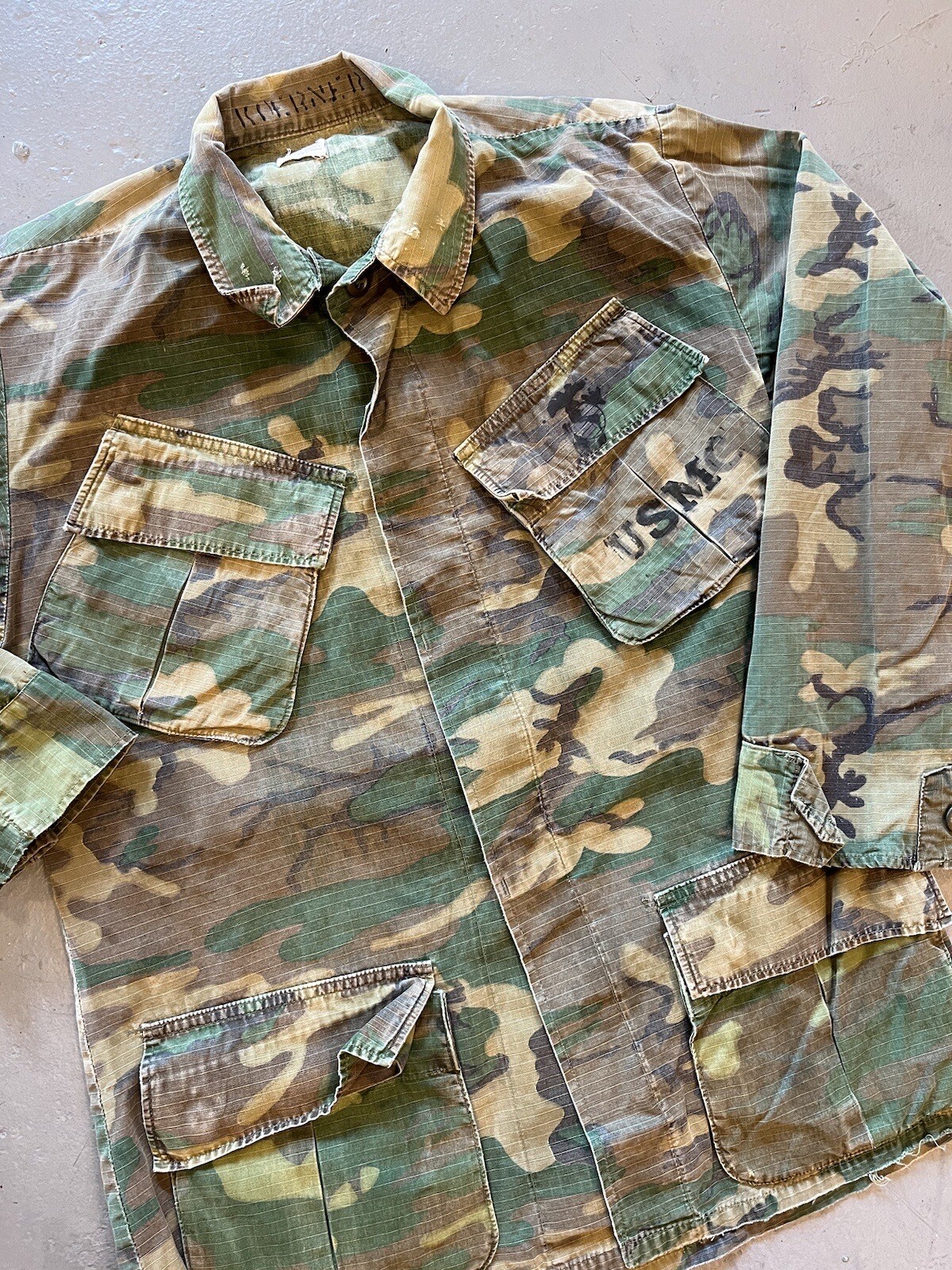 US Vietnam Era USMC 1969 ERDL Jungle Jacket Uniform Slant Pocket (flaw ...