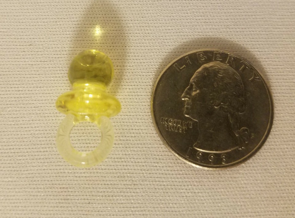 100 pcs Tiny Yellow Acrylic Plastic Pacifiers Miniature Baby Shower ...