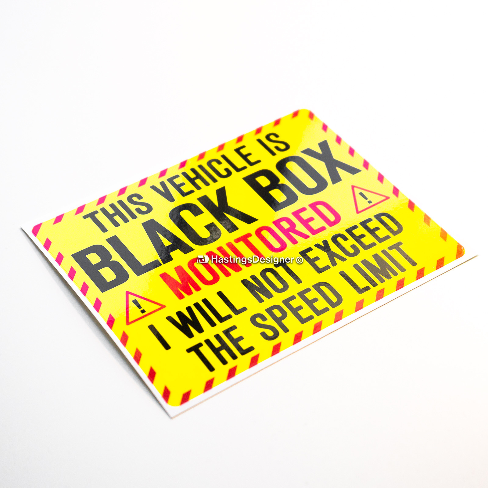 VEHICLE BLACK BOX MONITORED (Yellow) Speed Limit Car,Van Vinyl Decal ...