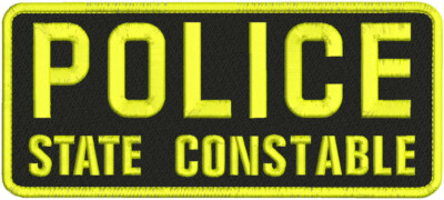 POLICE STATE CONSTABLE Embroidery Patches 4x10 hook on back YELLOW ON ...