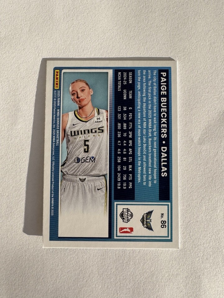 2025 Panini Donruss WNBA Paige Bueckers Holo Silver Rookie #86 Dallas ...