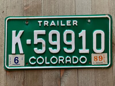 Vintage 1980s Colorado Trailer License Plate Single With Tags K-59910 ...