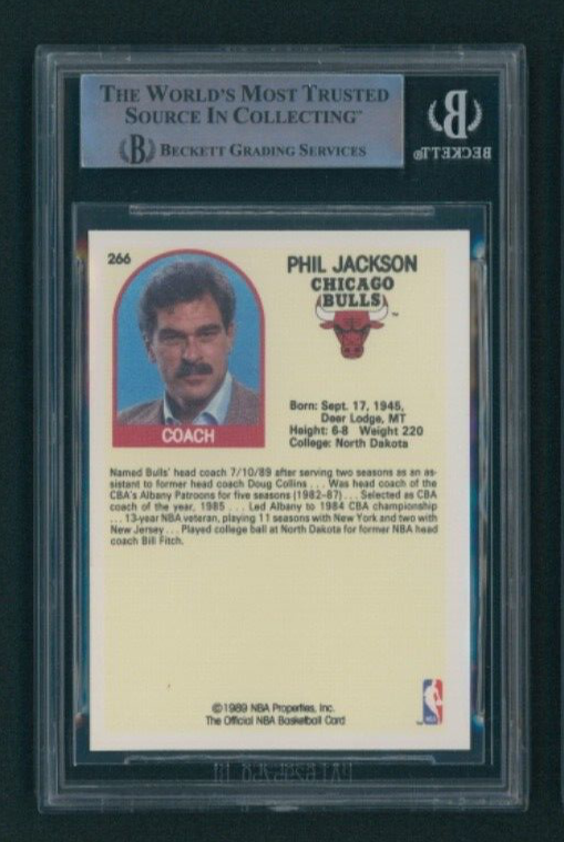 1989-90 Hoops Phil Jackson Coach #266 BGS 9 MINT CHICAGO BULLS LAST ...