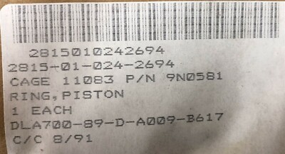 RING PISTON CATERPILLAR CAT PN# 9N581 NSN: 2815-01-024-2694 | eBay