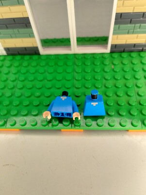 2 Lego Minecraft Steve minifigure torso dark azure pixelated light ...