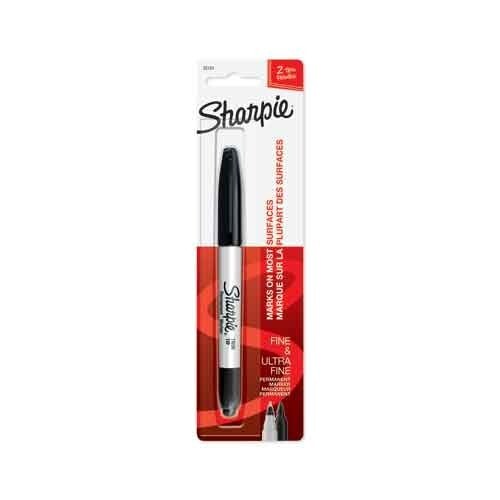 Sharpie Twin Tip Permanent Marker Fine/Ultra Fine Tips Black School ...