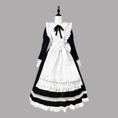 Lady Waitress Uniform Costume Housekeeper Maid Outfit Long Dress ...