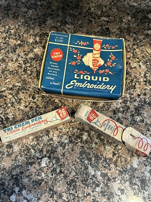 Vintage Tri Chem Liquid Embroidery Paint Ball Point Set Original Box ...