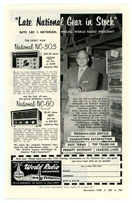 CQ Ham Radio Magazine Ad National NC-303 and NC-60 Receivers from WRL ...
