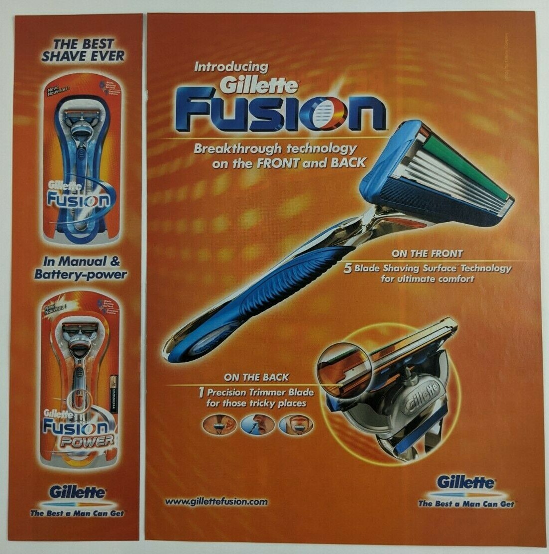 Gillette Fusion Razor Power Print Ad PROMO Art Poster Official Shaving ...