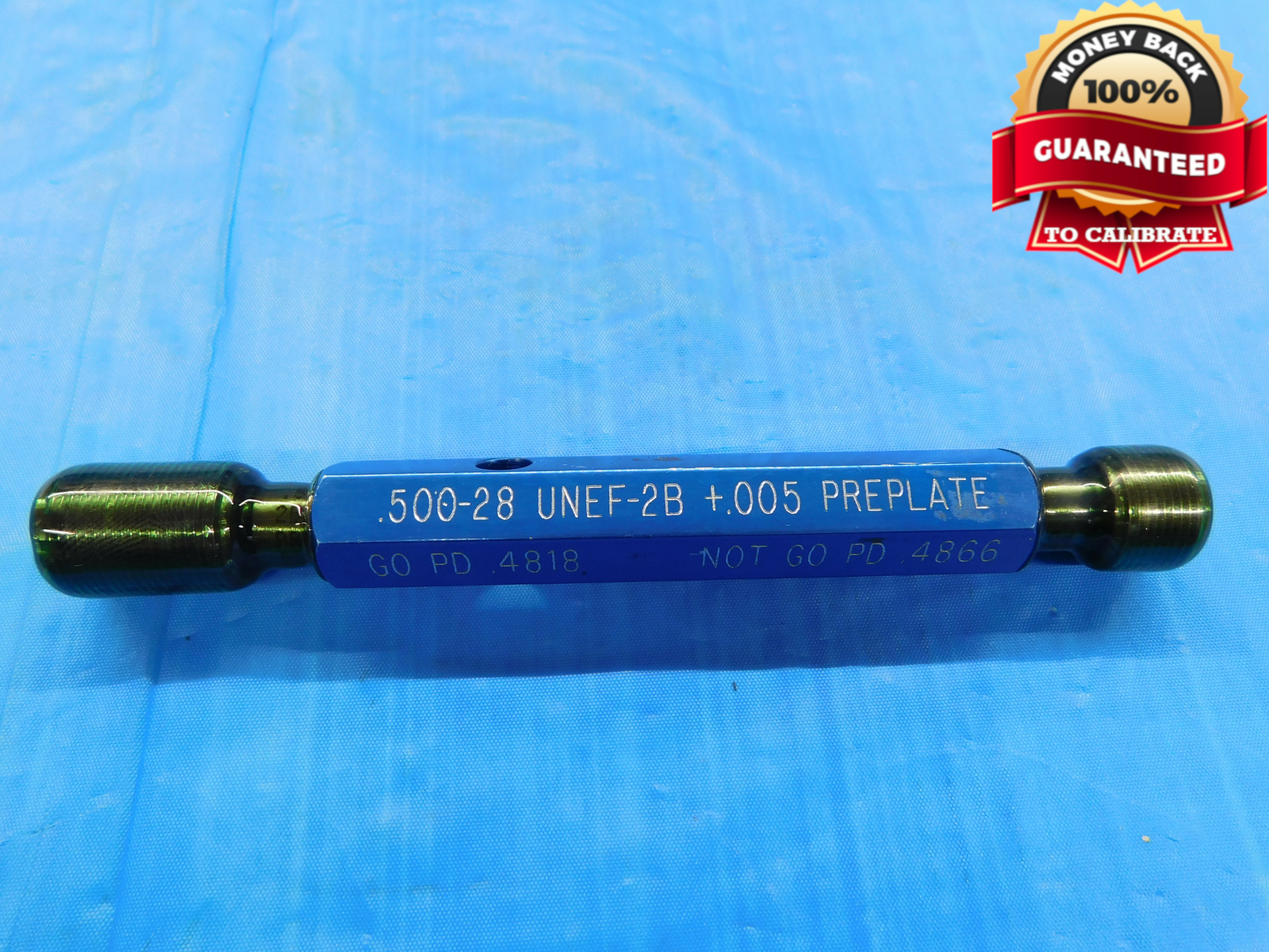 1/2 28 UNEF 2B PREPLATE +.005 THREAD PLUG GAGE .5 GO NO GO PD'S = .4818 ...