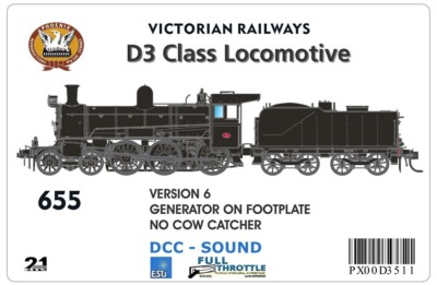 SDS Models VR D3 Locomotive #655, Black, DCC/Sound | eBay Australia