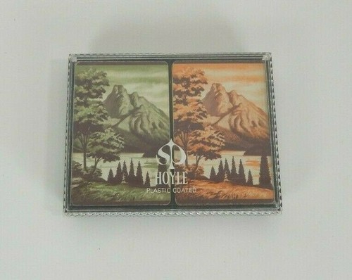 Vintage 2 Set Hoyle Mountain Theme Plastic Coated Playing Cards 48 In ...