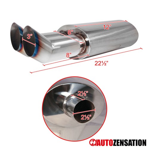 Dual Slant Burn Tip DTM Style Weld On Exhaust Muffler BMW E36 E46 E90 ...