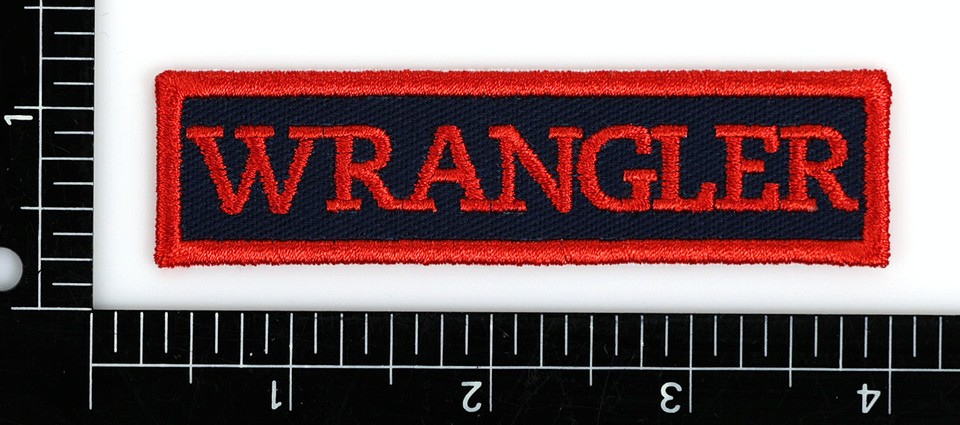 Wrangler Embroidered Patch Black/Red Iron-On Sew-On Jacket Backpack Hat ...