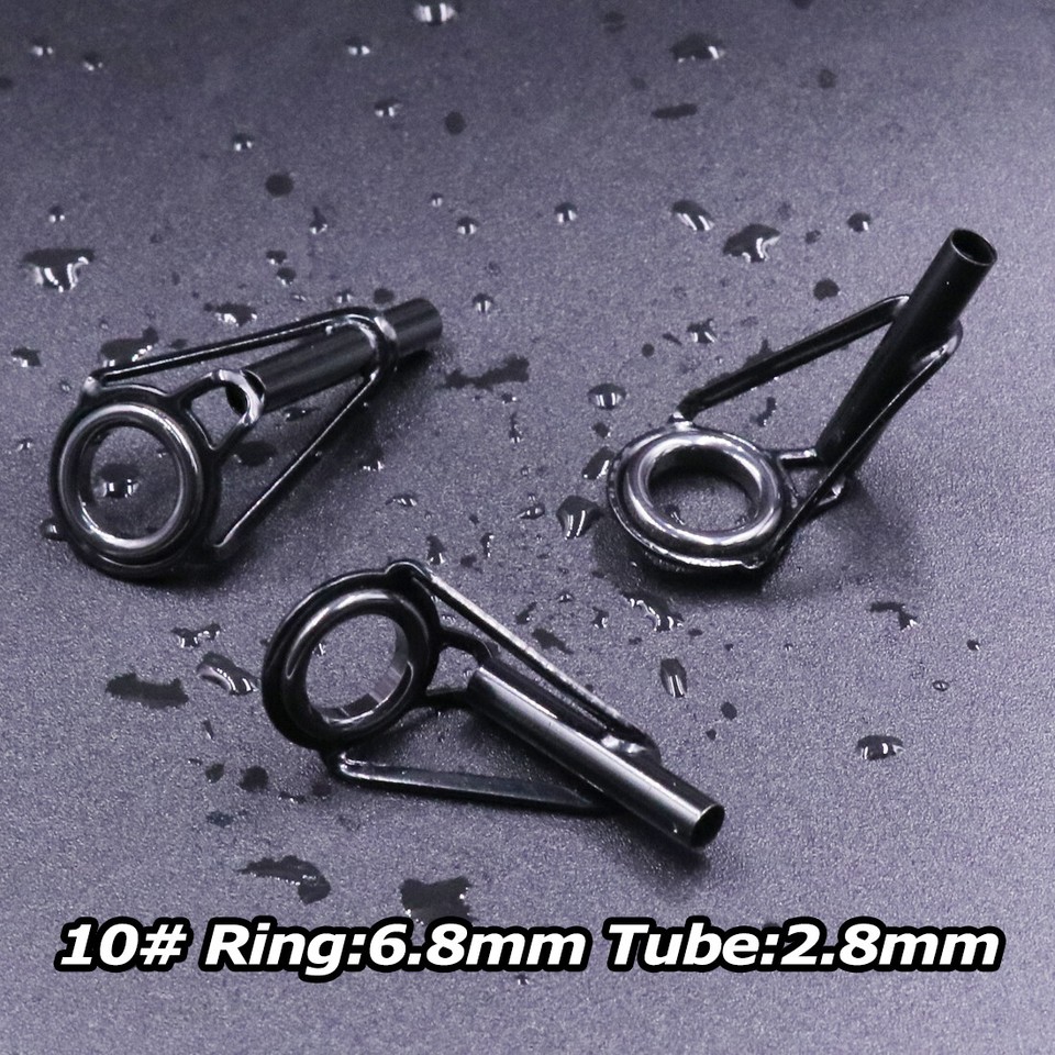 Black Fishing Rod Tip Guides Stainless Steel Ceramic Ring 1.8mm~8mm ...
