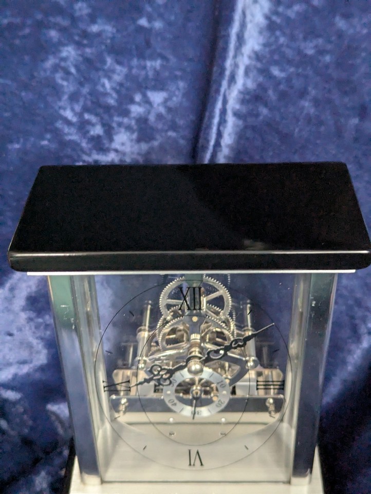 Skeleton Mantel Clock Silver And Black | eBay UK