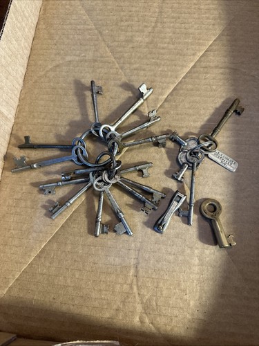 ANTIQUE VINTAGE LOT OF LOCK BARREL SKELETON KEYS FOR DOORS CABINETS ...