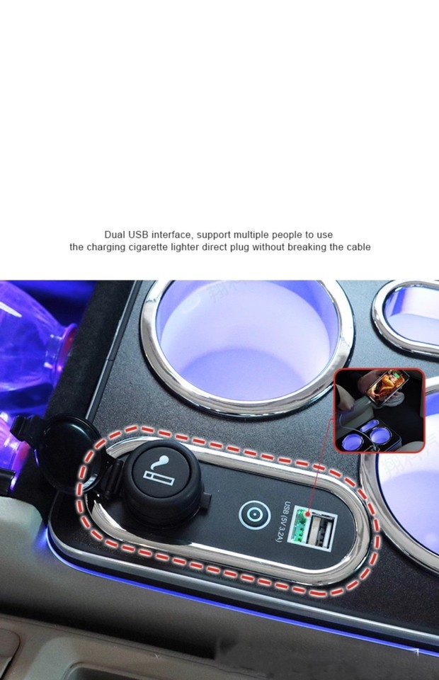 Central armrest box Rear armrest box LDE ambient lighting + USB For ...