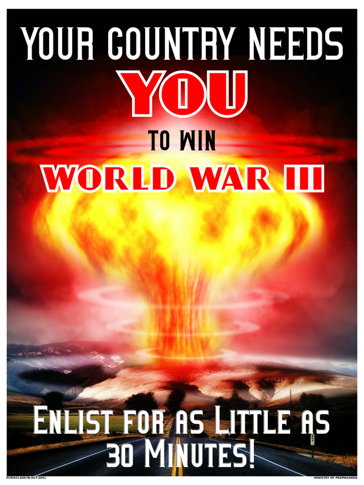 World War Three III WW3 Recruitment Propaganda Poster Nuclear Mushroom ...