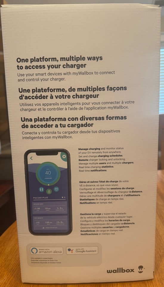 Wallbox Pulsar Plus 40A 240V | 9.6kW | 25' Cable Electric Vehicle EV ...