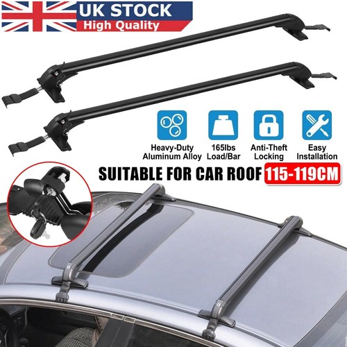 Universal Lockable Aluminium Car Roof Rack Bars No Rail Anti Theft ...