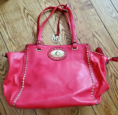 Michael Michelle Purse Red Leather Color Size Large | eBay