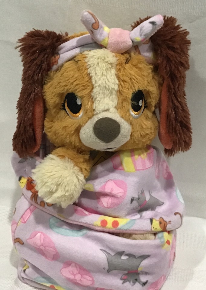 Disney Parks Babies "LADY" stuffed Animal with Pink Pouch Blanket Puppy ...