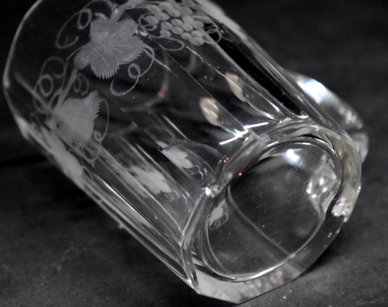 Pair of 19th Century Flint/Lead Glass Engraved Cups w/ Applied Handles ...