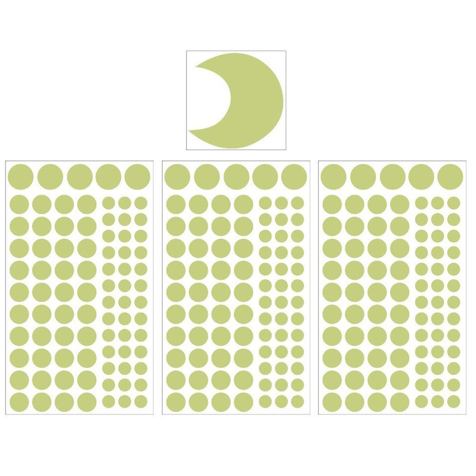 1 Set Luminous Moon Dot Sticker Removable Wall Sticker Decor Moon Wall ...
