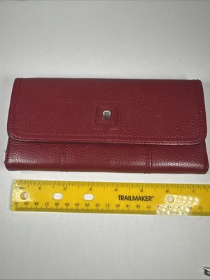 Lovely! Etienne Aigner Leather Checkbook Wallet Womens Lipstick Red Tri ...