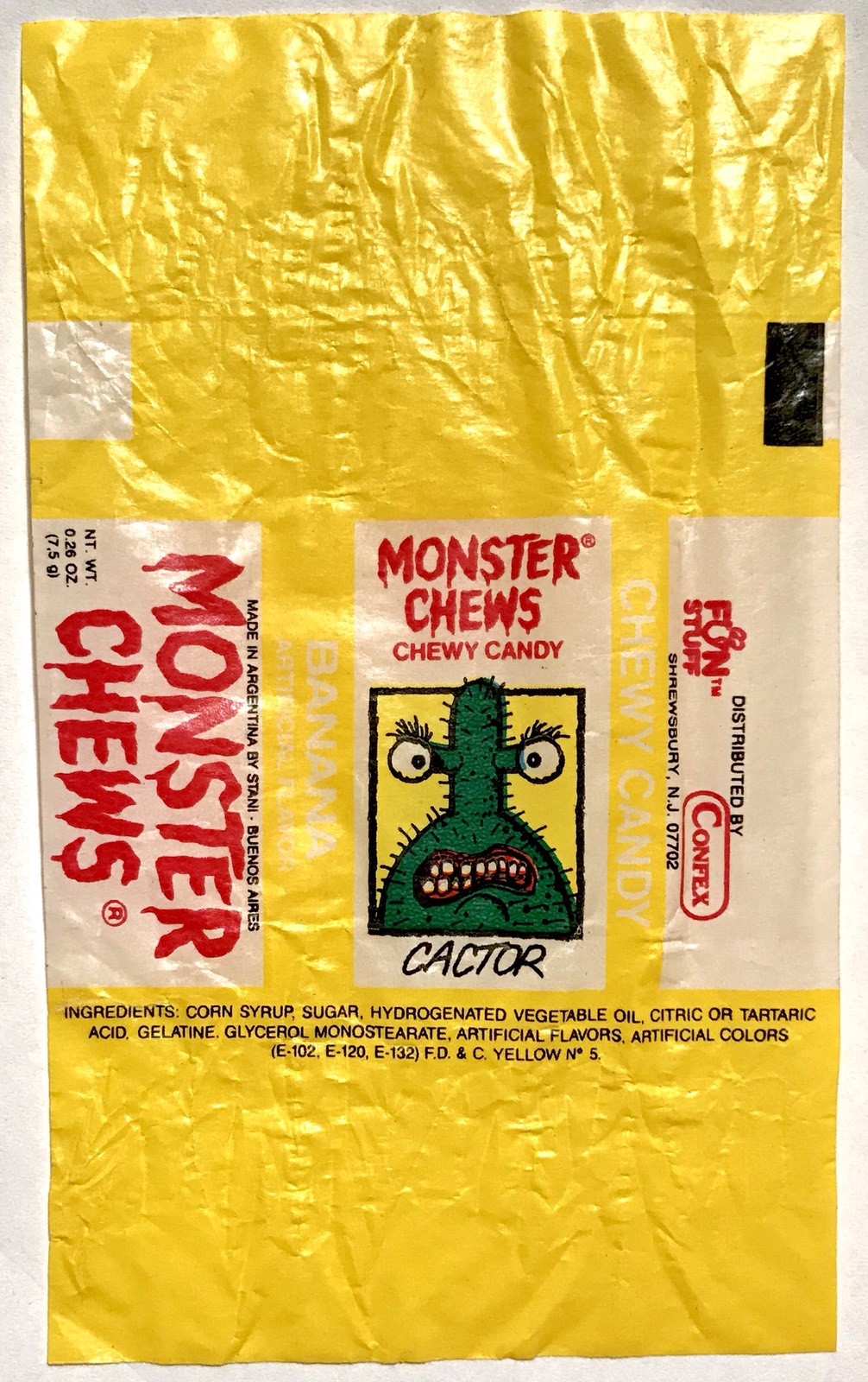 Vintage 1989 MONSTER CHEWS Chewy Candy Container CACTOR Wax Wrapper ...
