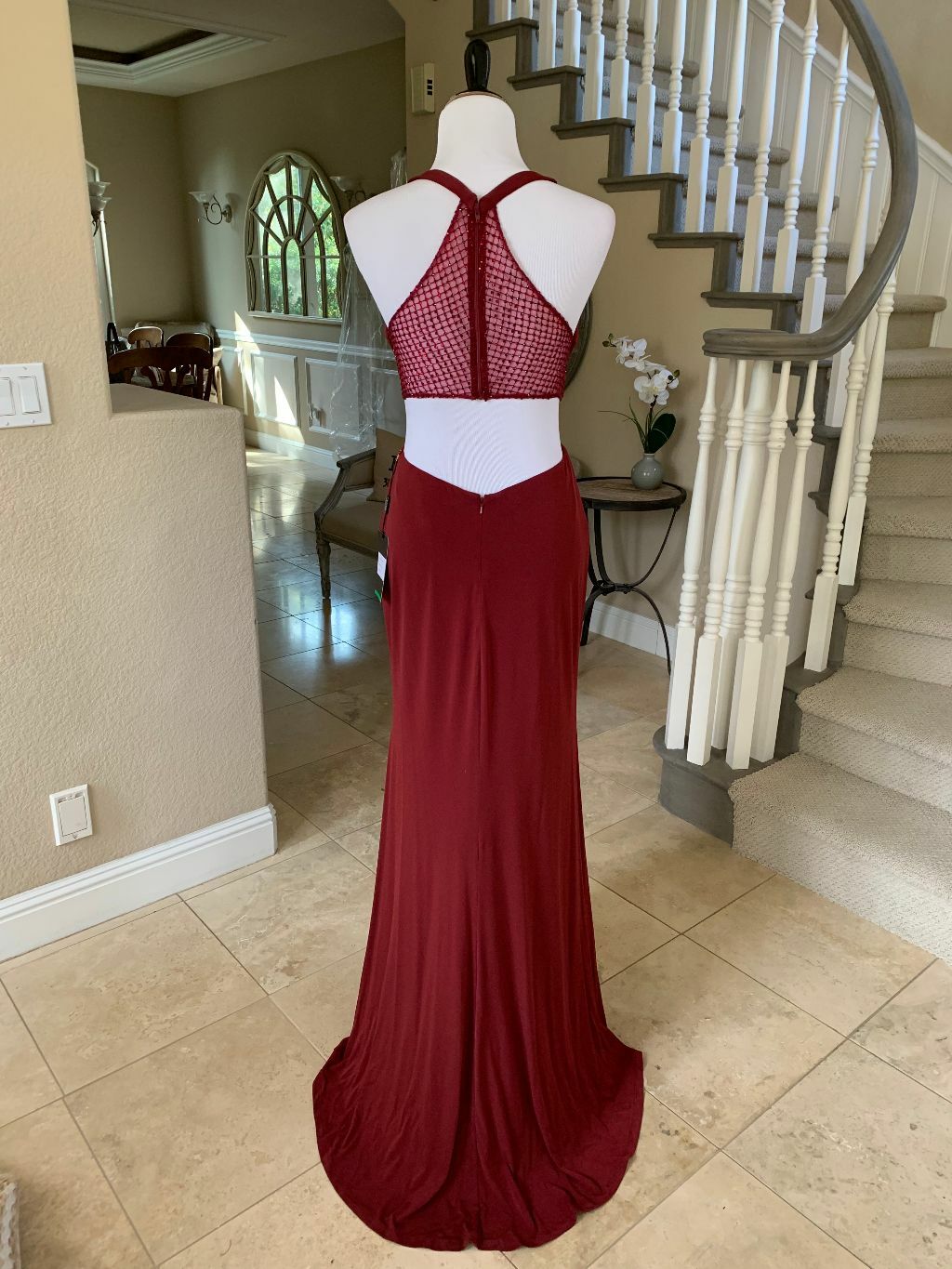 $298 NWT GARNET/RED LA FEMME PROM/PAGEANT/FORMAL DRESS/GOWN #22288 SIZE ...
