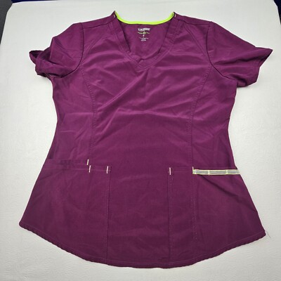 Scrubstar Scrub Top Womans Size Medium Burgundy Pit To Pit 20in V-Neck ...