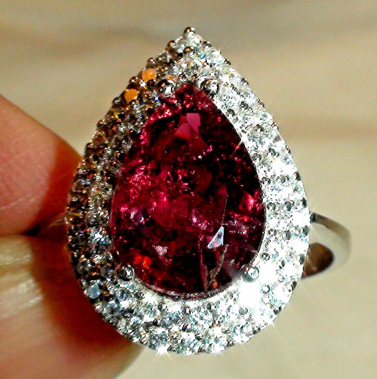 BEAUTIFUL! 2.90 ct NATURAL CHERRY PINK RUBELLITE TOURMALINE RING 925 ...