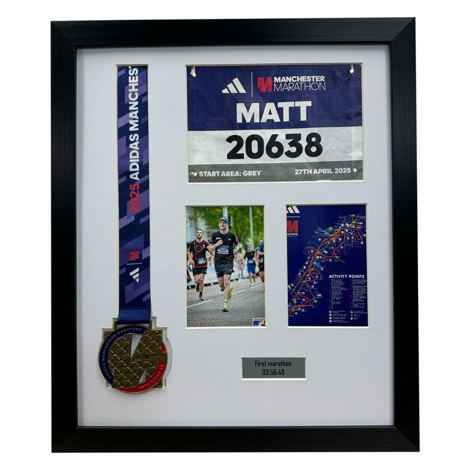 2024/25 manchester marathon medal display frame for medal, running bib ...