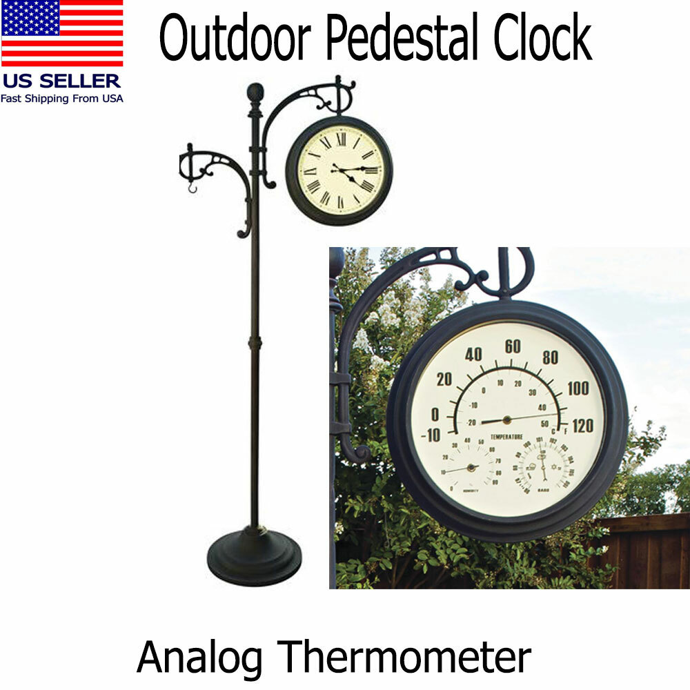 Outdoor Standing Clock With Thermometer Outdoor Clocks Waterproof,