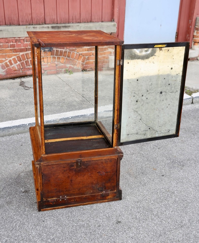 Antique Drug Store Showcase Oak Glass Display Case Trophy Bookcase ...
