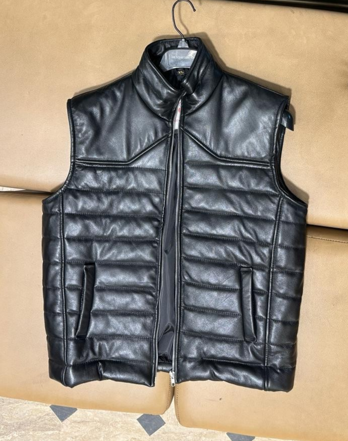 Mens style Winter lambskin leather Luxury Leather Vest in Black ...