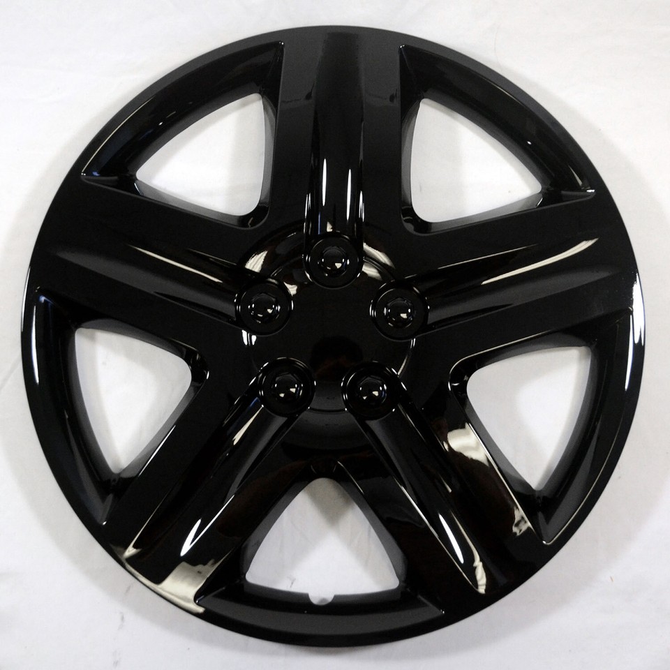 Set of 4 BLACK 17" Hub Caps Full Rim Wheel Covers 5 Spoke Star Hubs ...