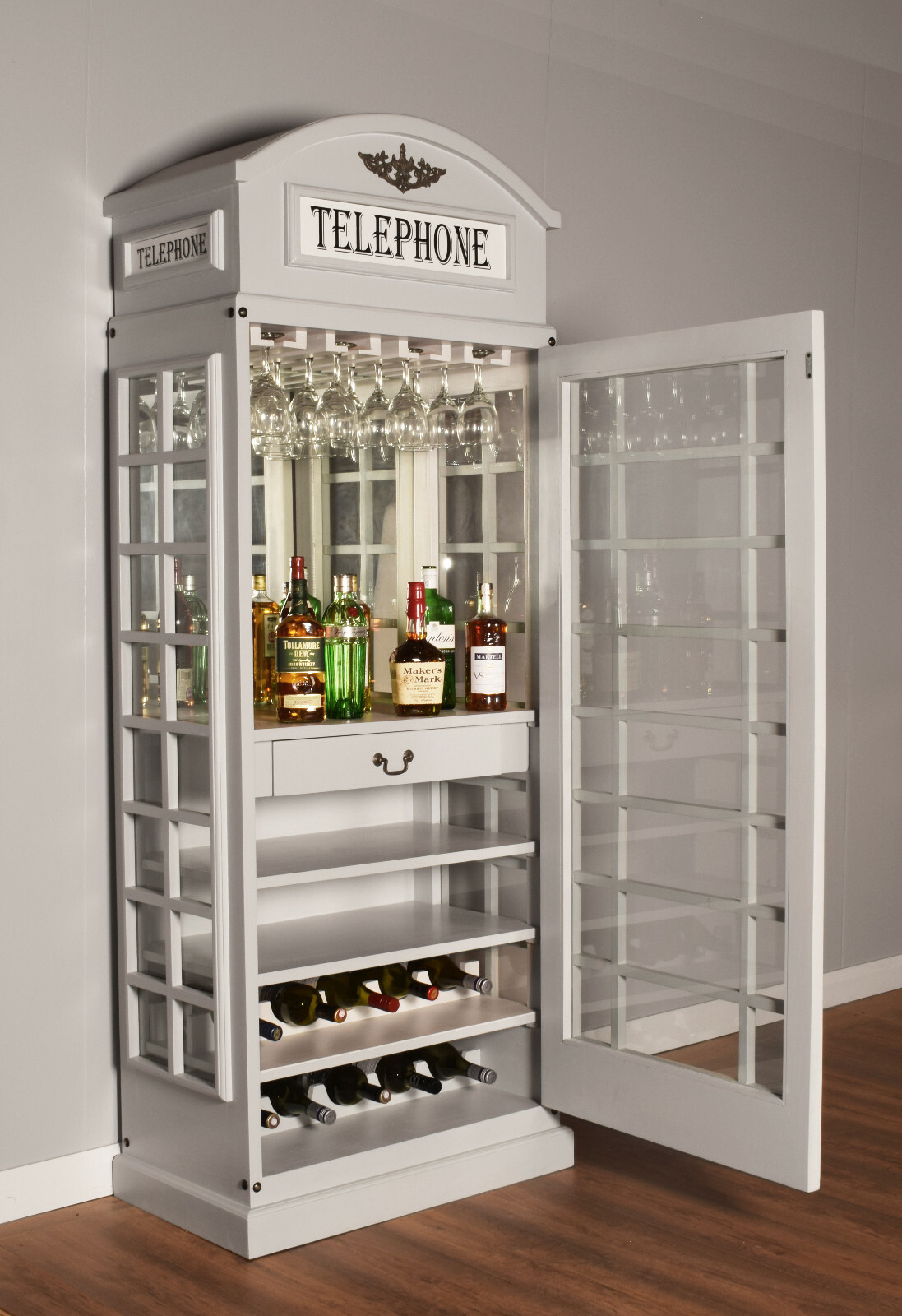 Drinks Cabinet Drinks Bar Iconic BT Telephone Box Style Bar in Stone ...
