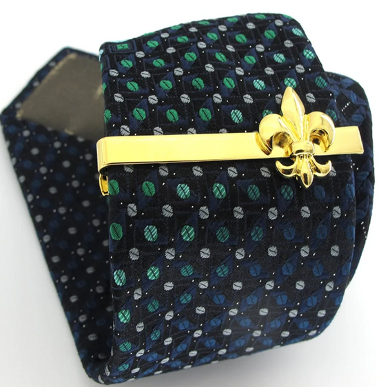 Stunning Fleur-de-lis Design In High Finish 10K Yellow Gold Men's Tie ...