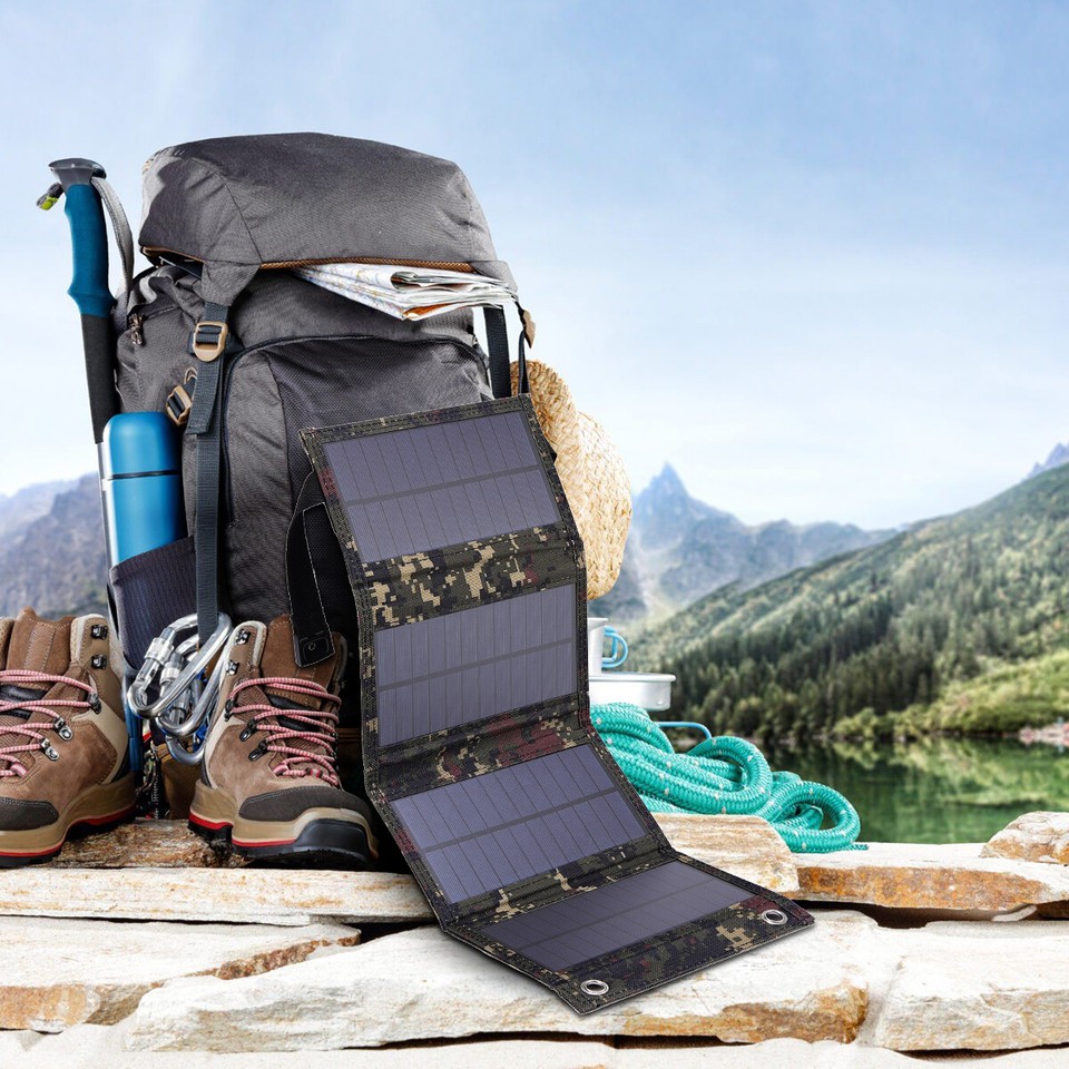 Portable USB Solar Panel Folding Power Bank Outdoor Camping Hiking ...