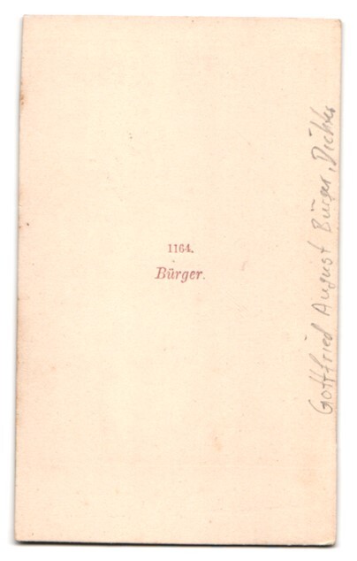 Fotografie Dichter Gottfried August Bürger im Portrait | eBay