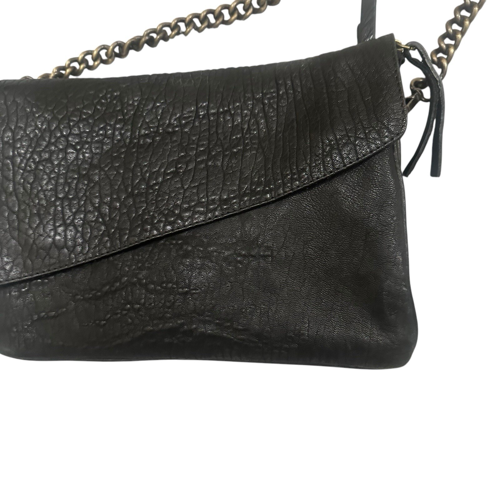 MAXON Collection BLACK Chainlink Pebble LEATHER Purse ITALY Crossbody ...