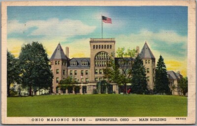 Springfield, Ohio Postcard "OHIO MASONIC HOME - Main Building" Linen ...